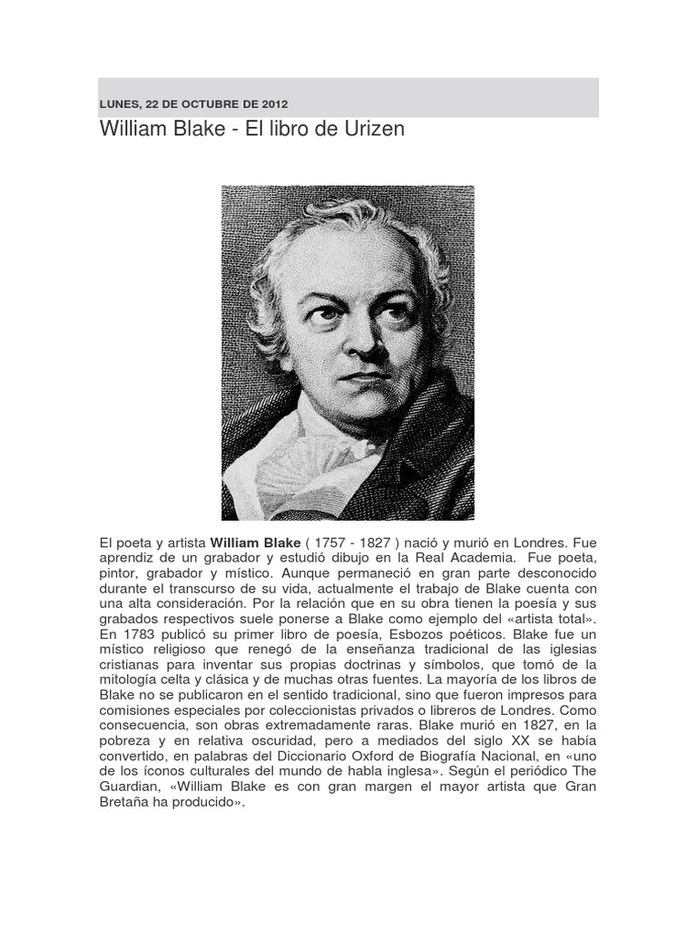 Book of Urizen | PDF | William Blake | Religión y creencia