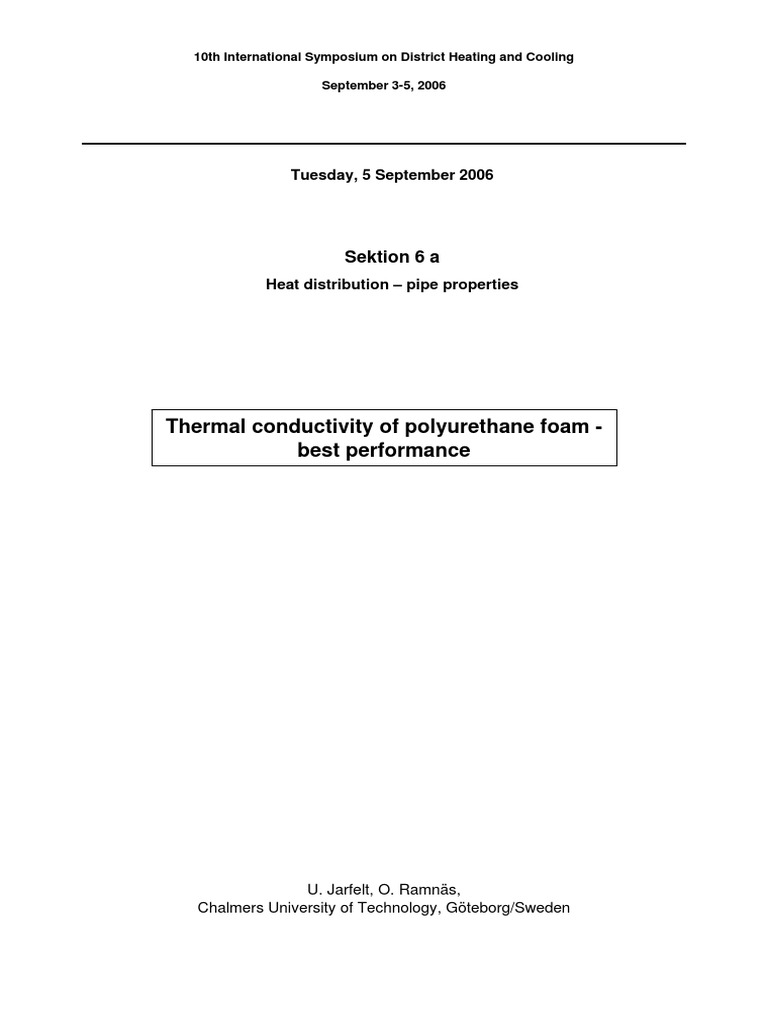Thermal Conductivity of Polyurethane Foam | Polyurethane | Thermal ...
