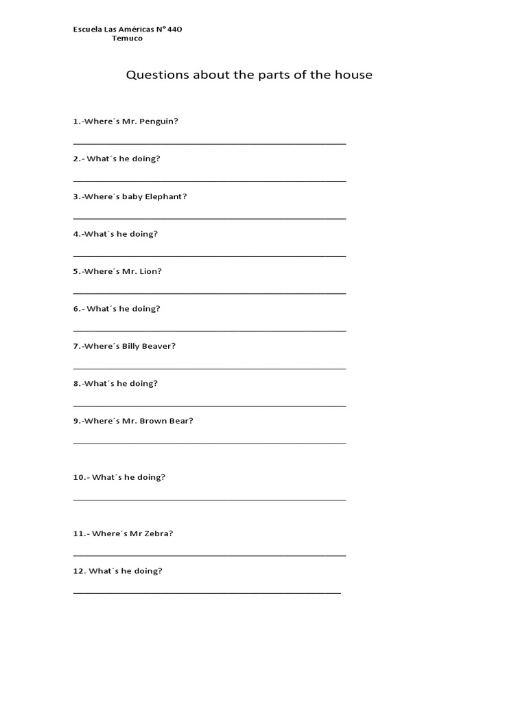 House Parts Questions for Kids | PDF