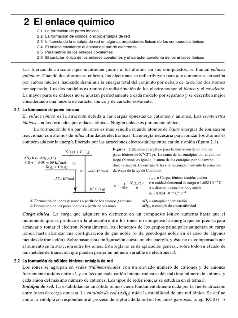 Tema 2 - Enlace Químico | PDF | Enlace químico | Enlace covalente