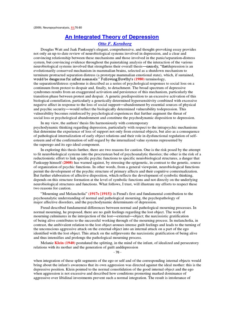 Integrated Theory of Depression | PDF | Object Relations Theory | Id