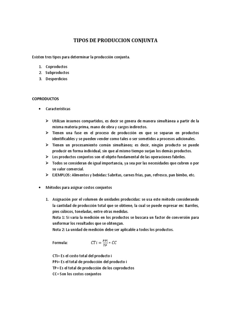 Tipos de Produccion Conjunta | PDF | Residuos | Medición