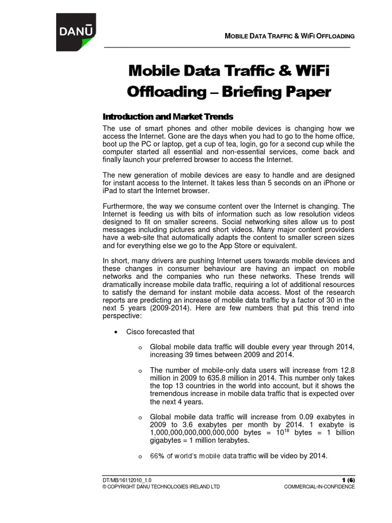 Mobile Data Traffic & WiFi Offloading - Briefing Paper (2010) | PDF ...