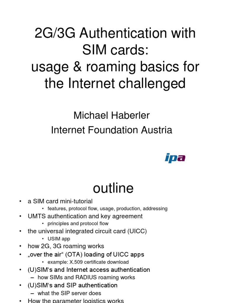 03 - 2G-3G Authentication With SIM Cards - 2003 | PDF | Subscriber ...