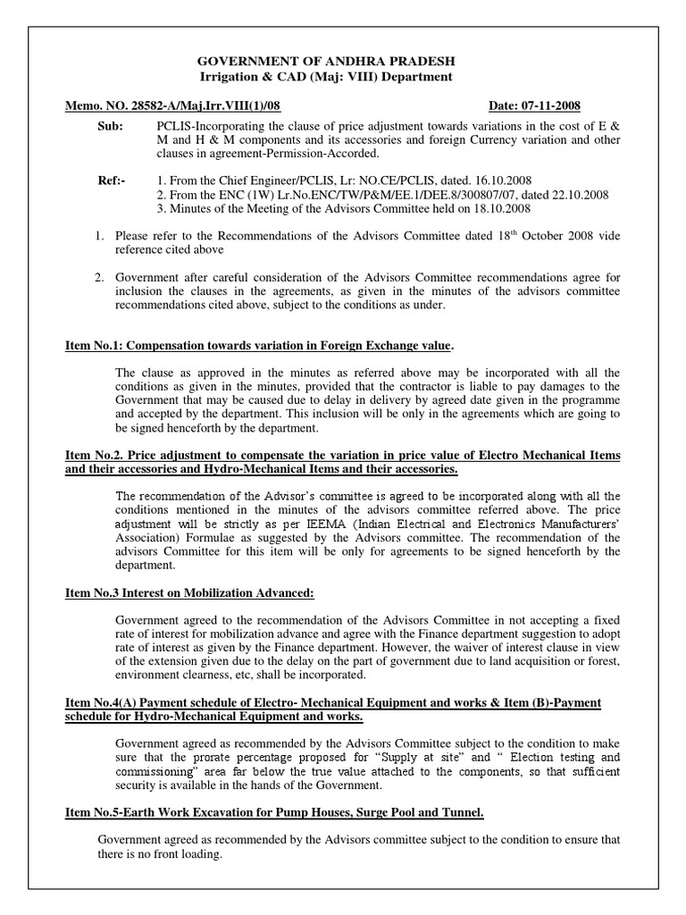 PCLIS Price Adjustment Clause Approval | PDF | Prices | Exchange Rate