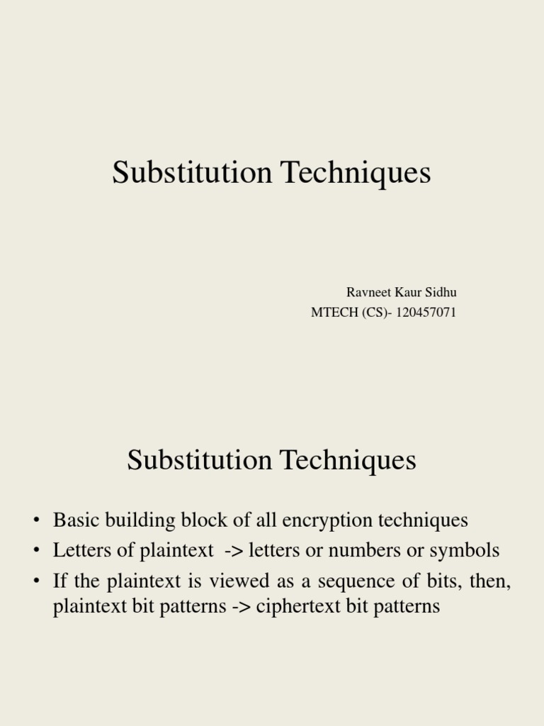 Substitution Techniques | PDF | Cipher | Cryptanalysis