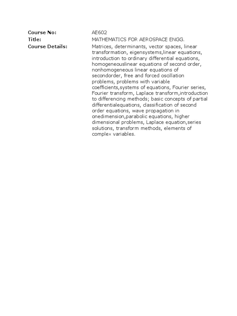 Aerospace Engineering Math Course | PDF | Science & Mathematics