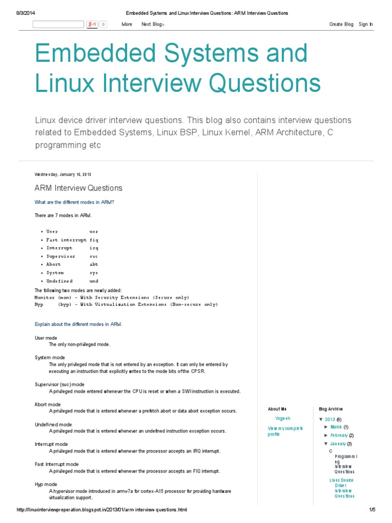 Embedded Systems and Linux Interview Questions - ARM Interview ...