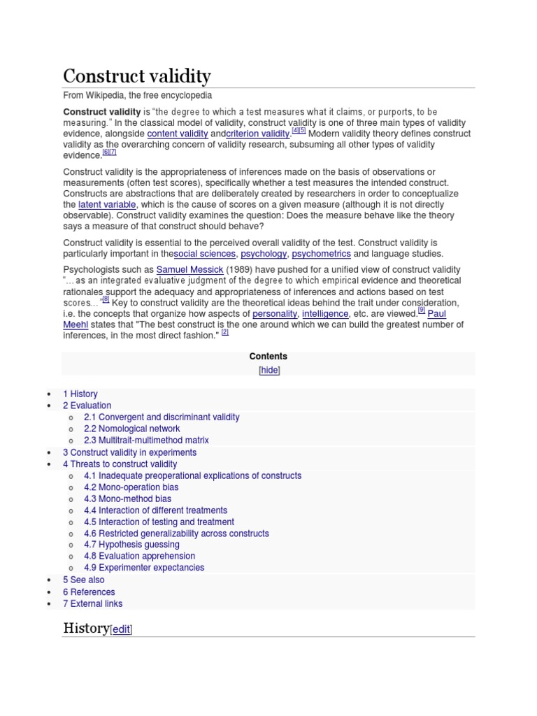 Construct Validity | PDF | Validity (Statistics) | Tests