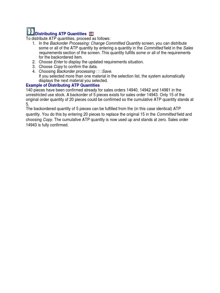 Distributing ATP Quantities in SAP | PDF