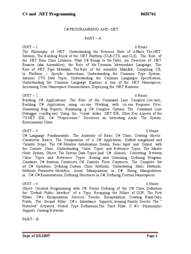 C Sharp Notes | PDF | Computer Science | Computer Programming C Sharp Notes | PDF | Computer Science | Computer Programming
