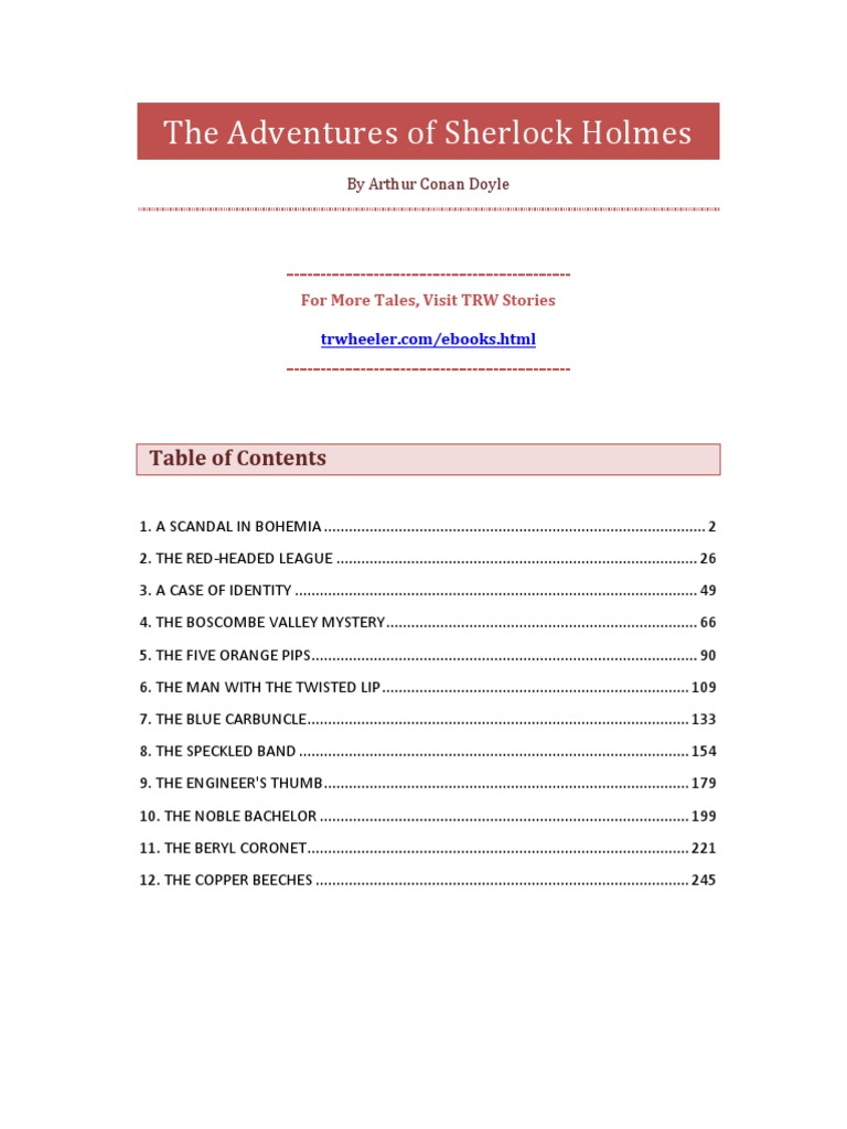 Sherlock Holmes | PDF | A Scandal In Bohemia | Fictional Private ...