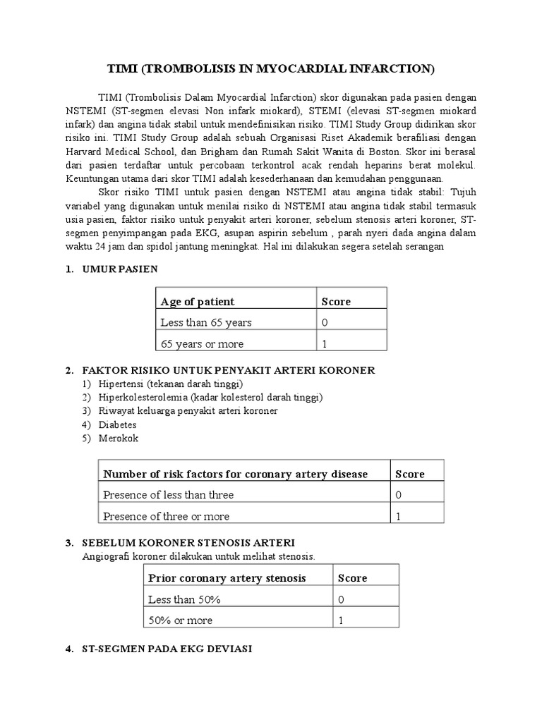 Skor TIMI untuk Risiko NSTEMI dan Angina | PDF