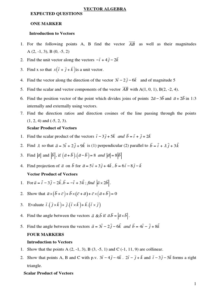 MLM Vector Algebra | PDF | Scalar (Mathematics) | Euclidean Vector