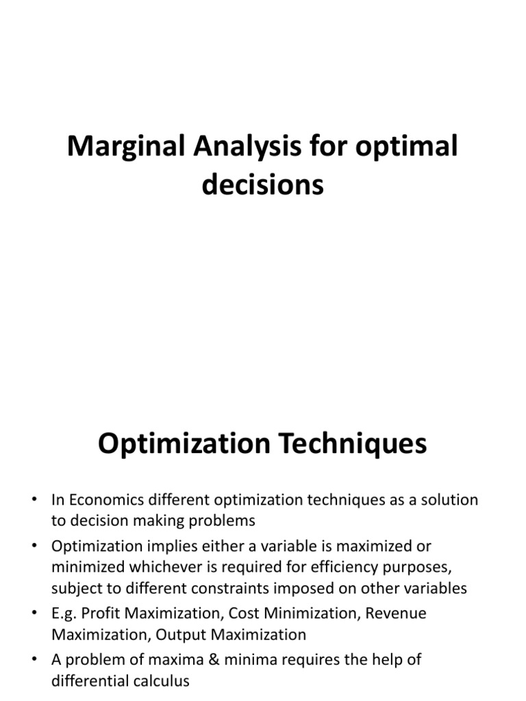 Marginal Analysis For Optimal Decisions | PDF | Mathematical Optimization | Profit (Economics)