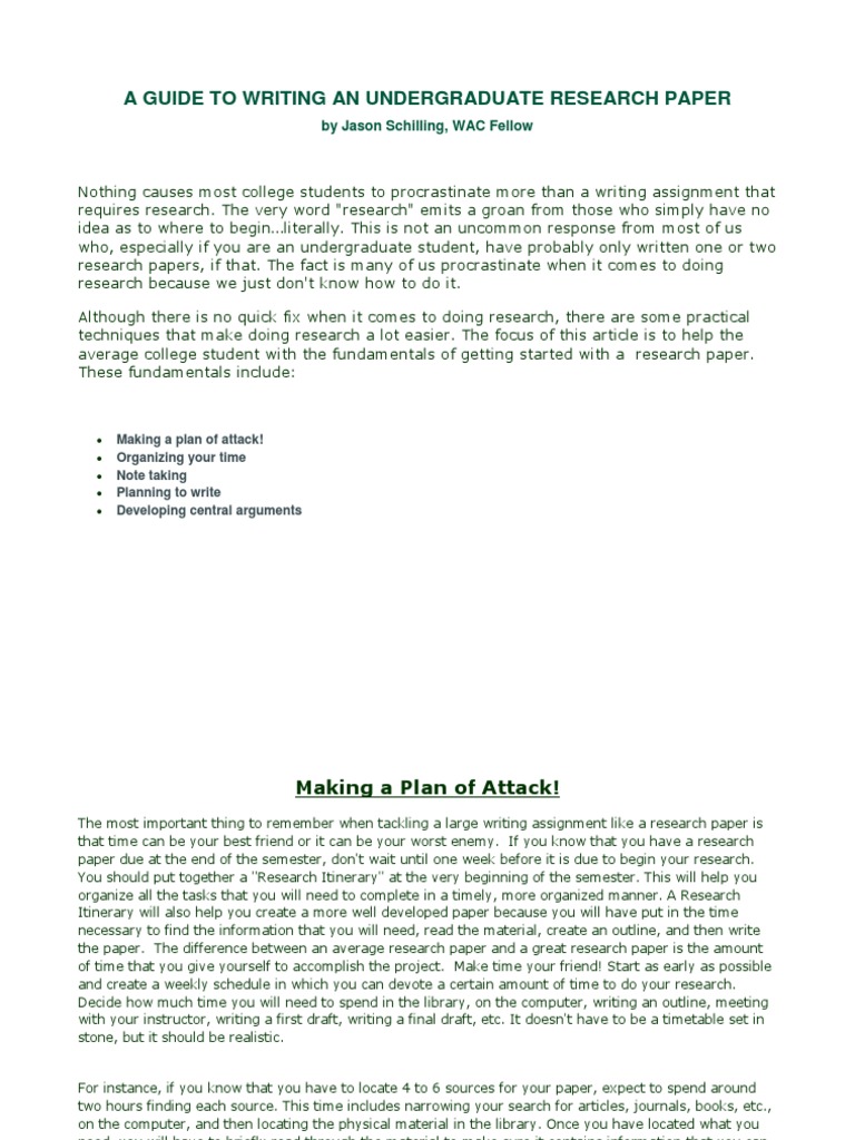 A Guide To Writing An Undergraduate Research Paper | PDF | Stereotypes ...