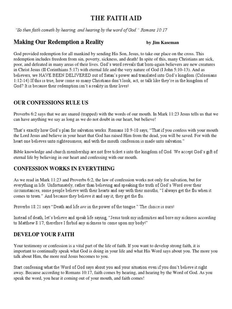 Faith Confession Sheet | PDF | Salvation | Eternal Life (Christianity)
