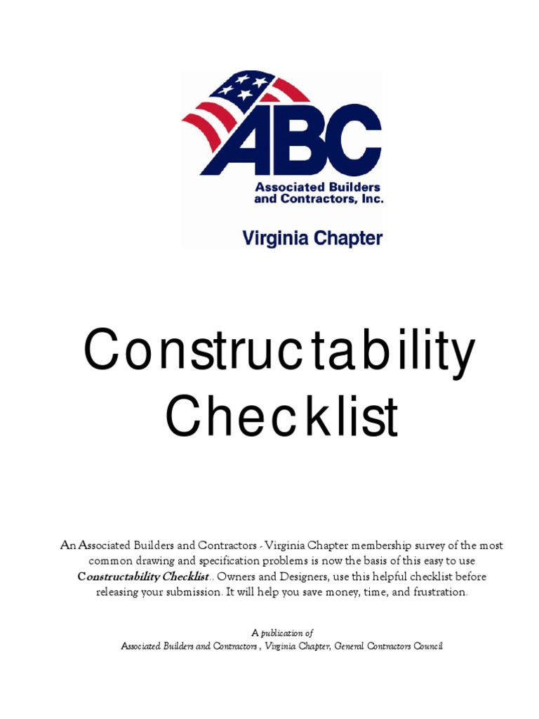 Constructability Checklist for Projects | PDF | Specification (Technical Standard) | General ...
