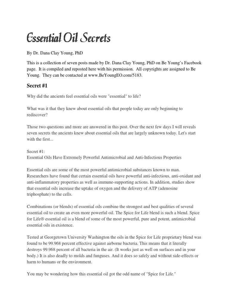 Essential Oil Secrets Pdf Antioxidant Radical Chemistry