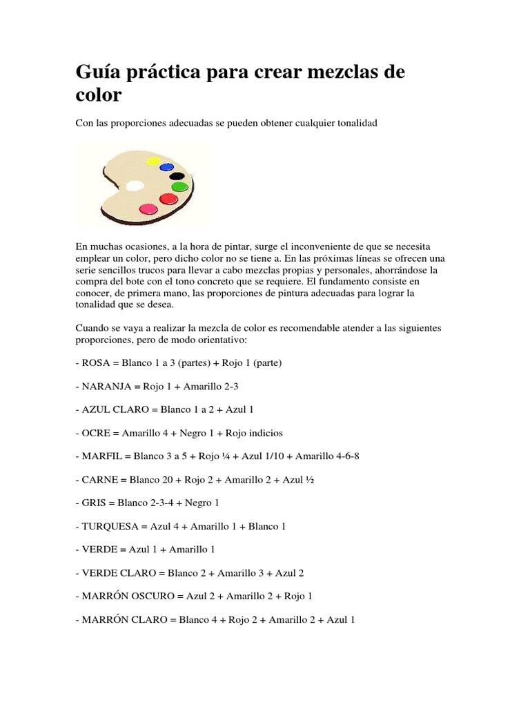 Guía Para Mezclar Colores De Pintura