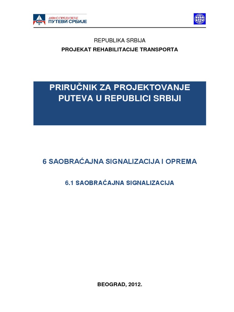 SRDM6 1 Saobracajna Signalizacija (120427 SRB Konacna) | PDF