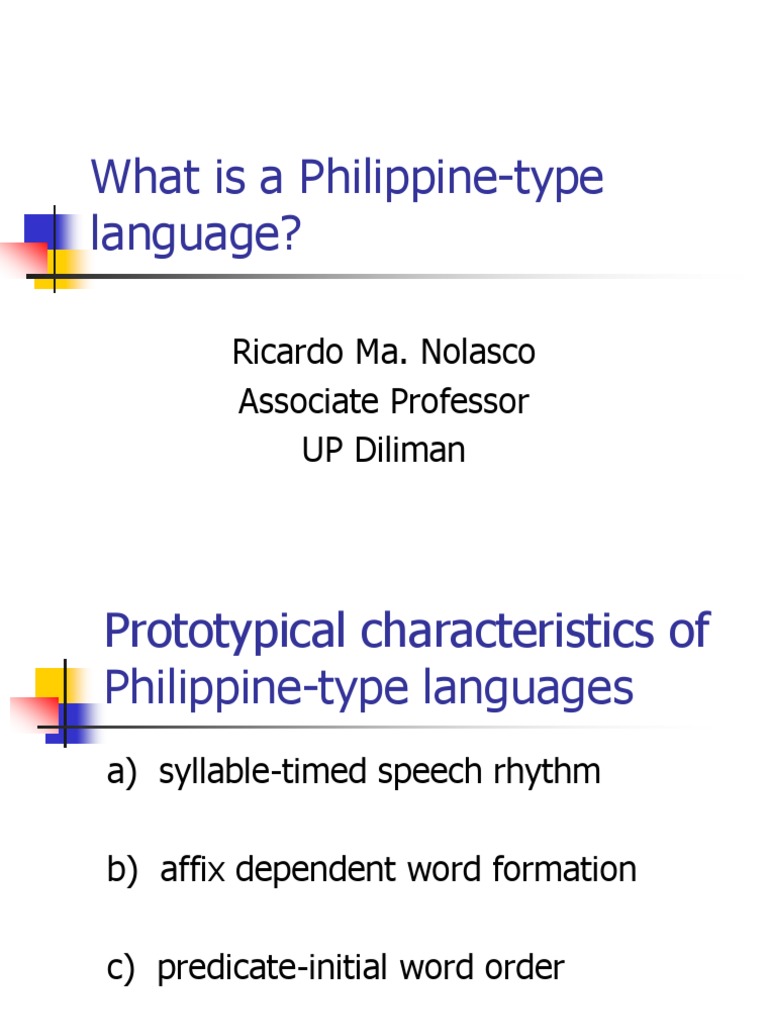 What is a Philippine-type Language | Part Of Speech | Linguistics