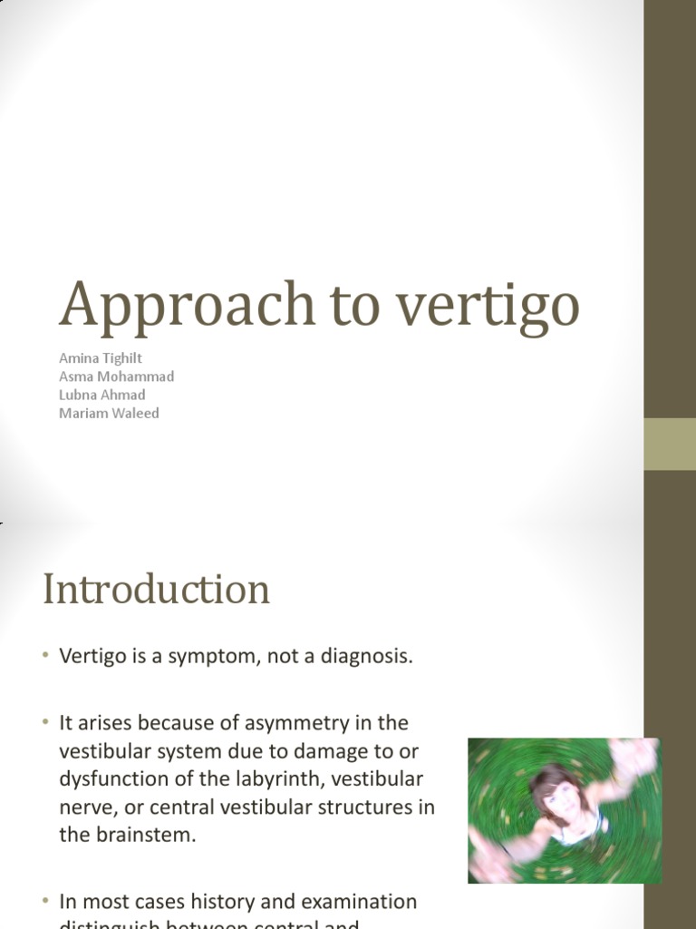 Approach To Vertigo | PDF | Vertigo | Clinical Medicine