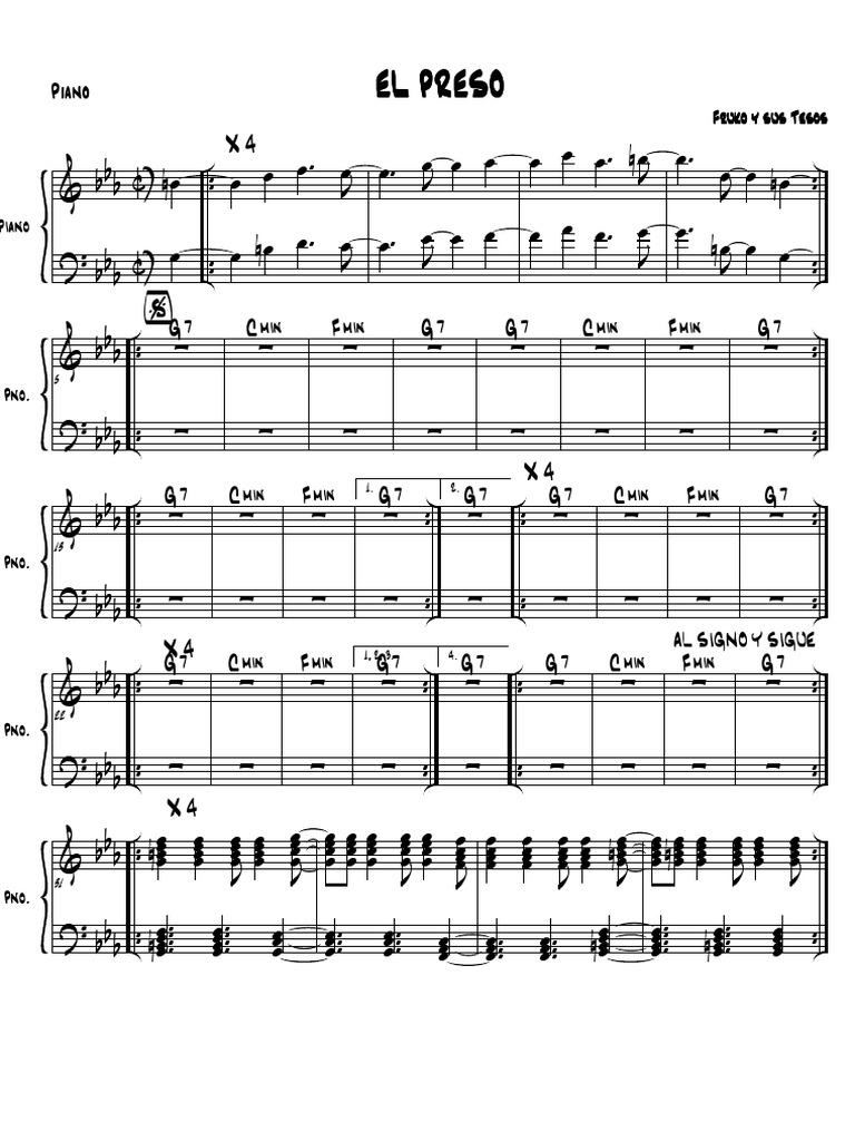 PARTITURA El Preso (Salsa) - Piano