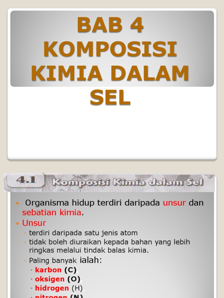 Komposisi Kimia Dalam Sel | PDF