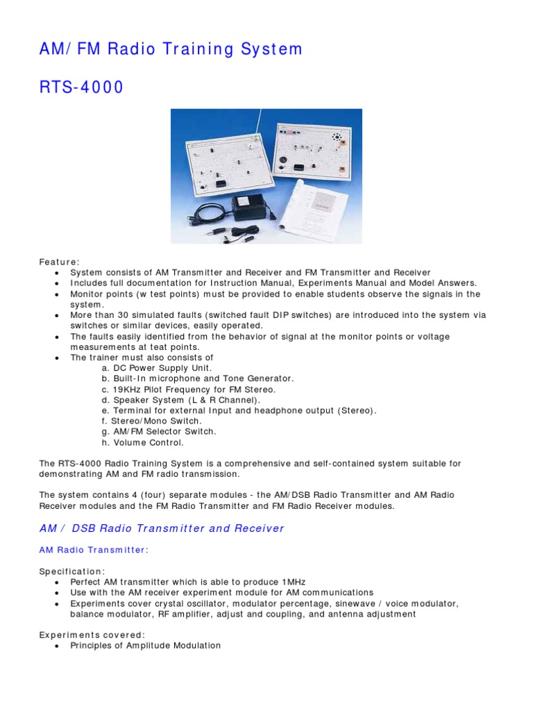 AM/FM Radio Training System RTS-4000 | PDF | Frequency Modulation ...