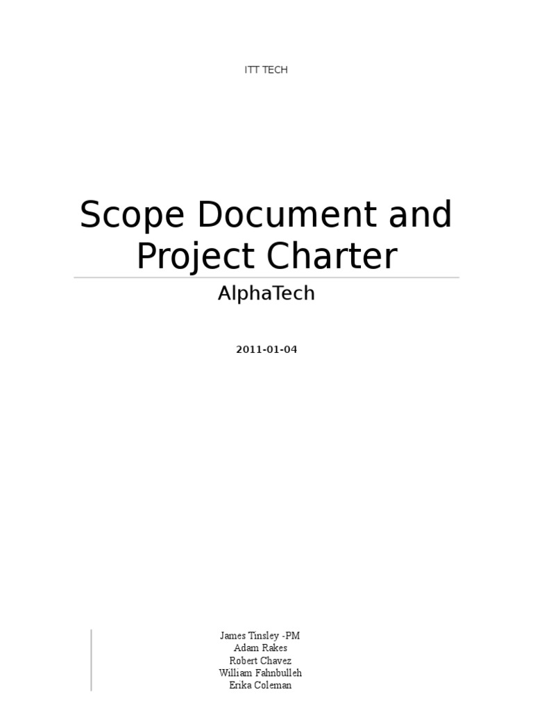 Scope Document and Project Charter | PDF | Business