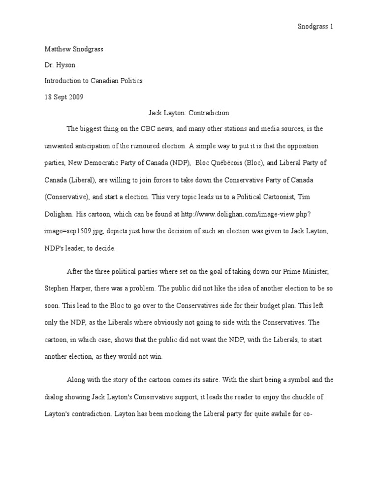 Political Cartoon Assignment | PDF | Elections | Canada