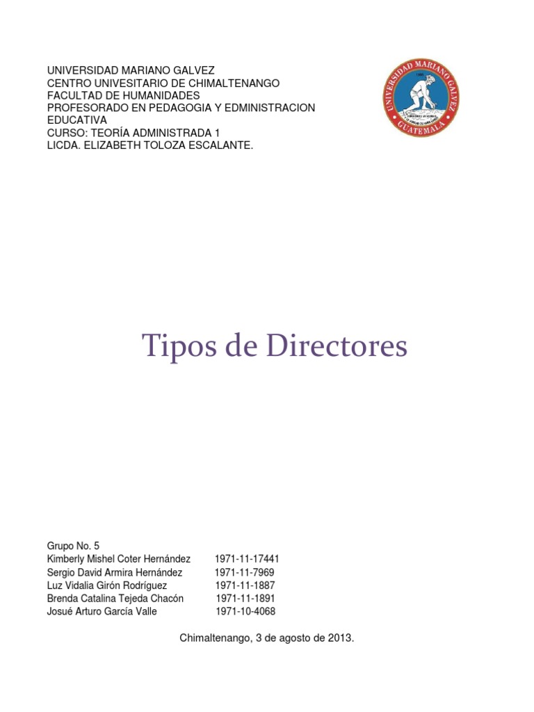 Tipos de Directores Escolares y Estilos | PDF | Institución | Liderazgo