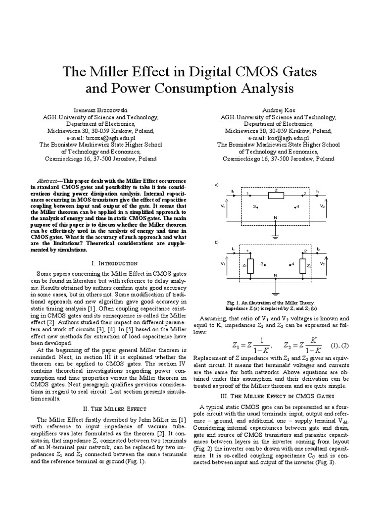 Miller Capacitance | PDF | Cmos | Capacitor