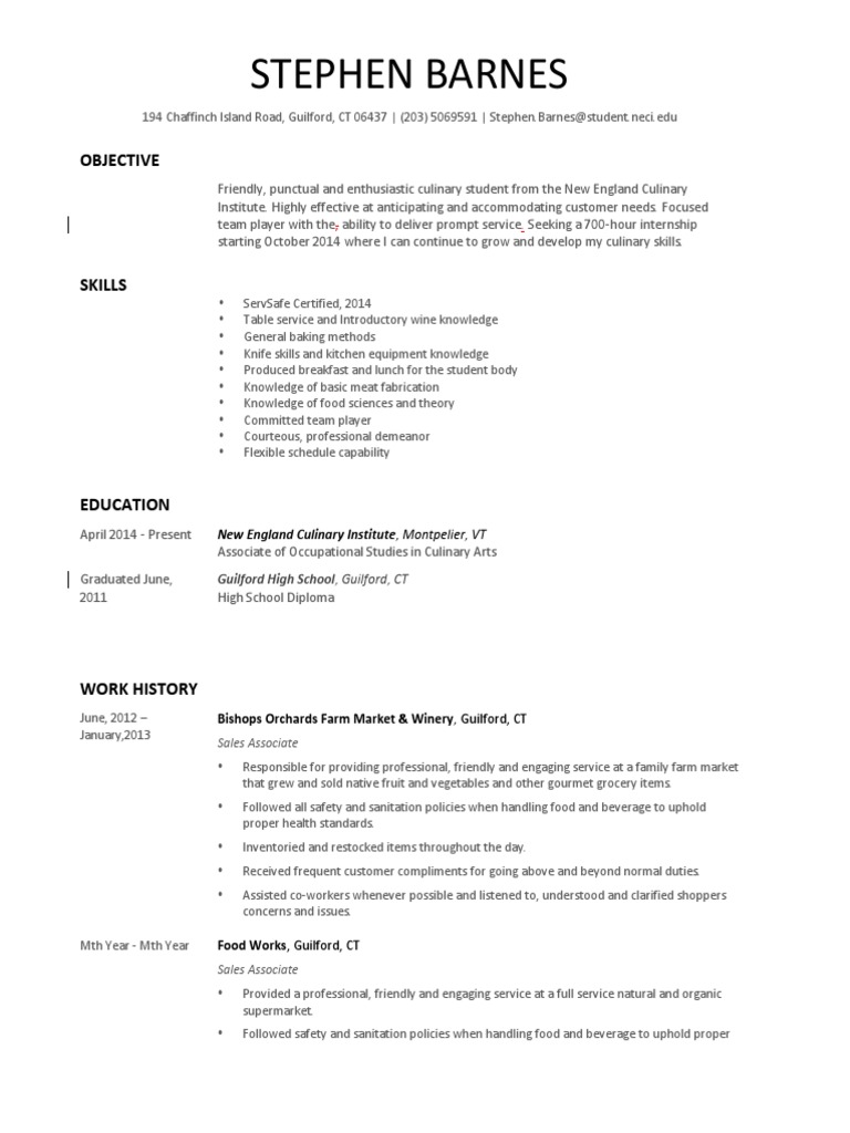 Stephen Good Resume | PDF | Cooking, Food & Wine