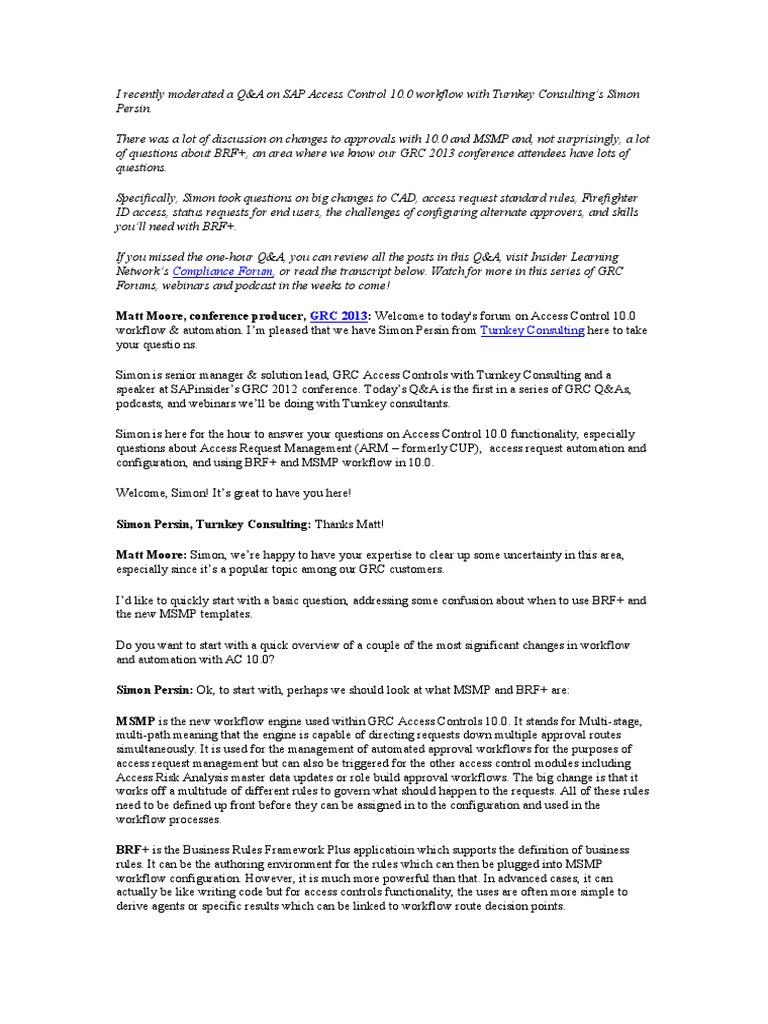 GRC MSMP & BRF | PDF | Internet Forum | Access Control
