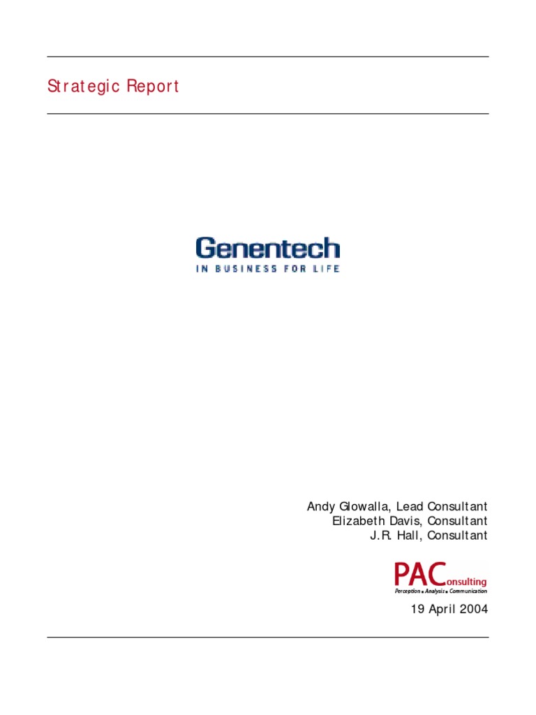 Genetech - Strategic Report | PDF | Generic Drug | Pharmaceutical Drug