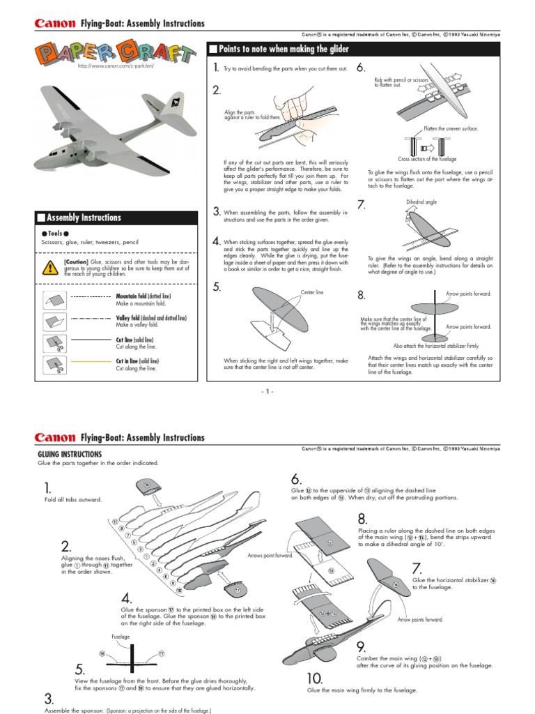 Points To Note When Making The Glider: Flying-Boat: Assembly ...