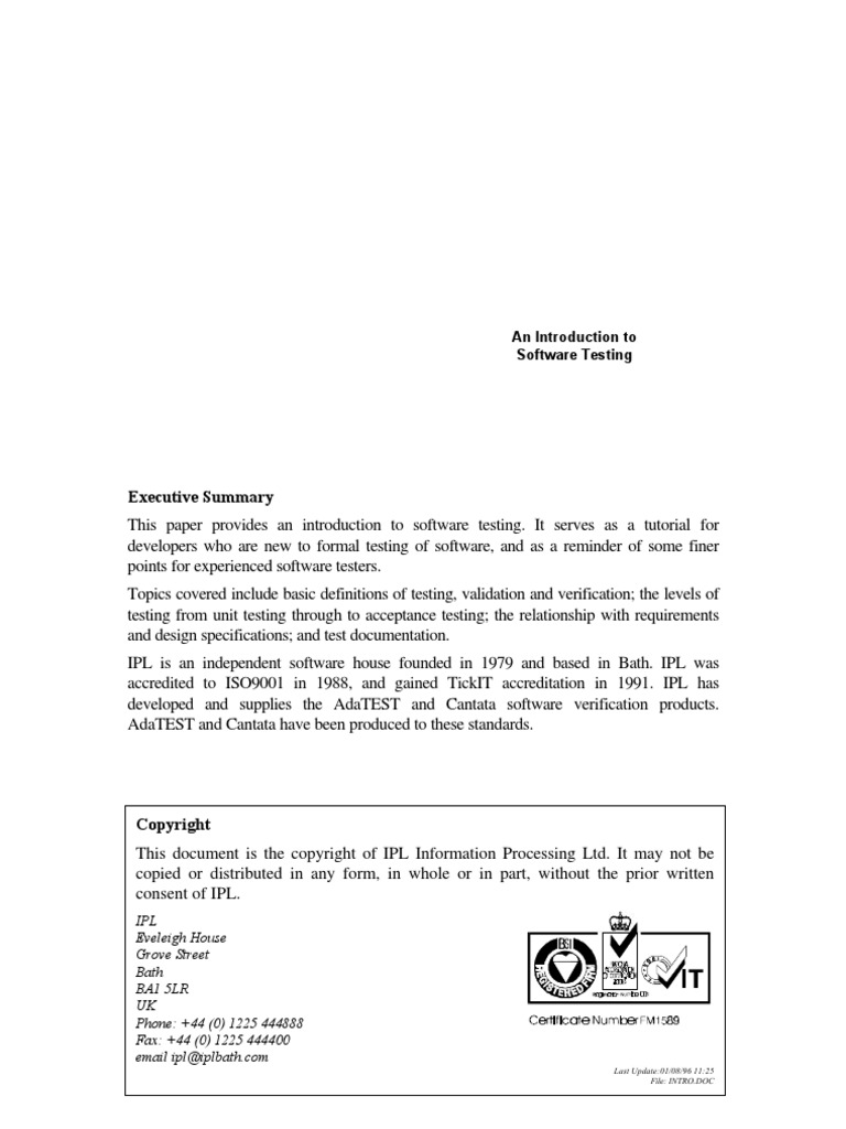 An Introduction To SW Testing | PDF | Specification (Technical Standard ... An Introduction To SW Testing | PDF | Specification (Technical Standard ...