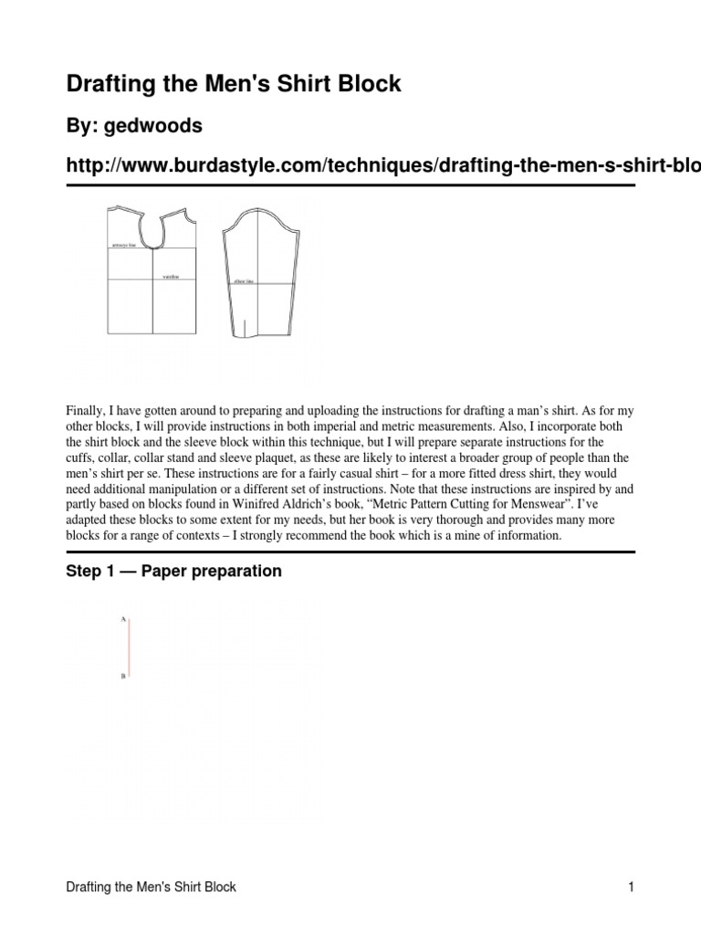 Men's Shirt Drafting Instructions | PDF | Shirt | Line (Geometry)