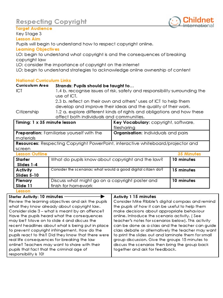 Lesson Copyright | PDF | Educational Technology | Copyright