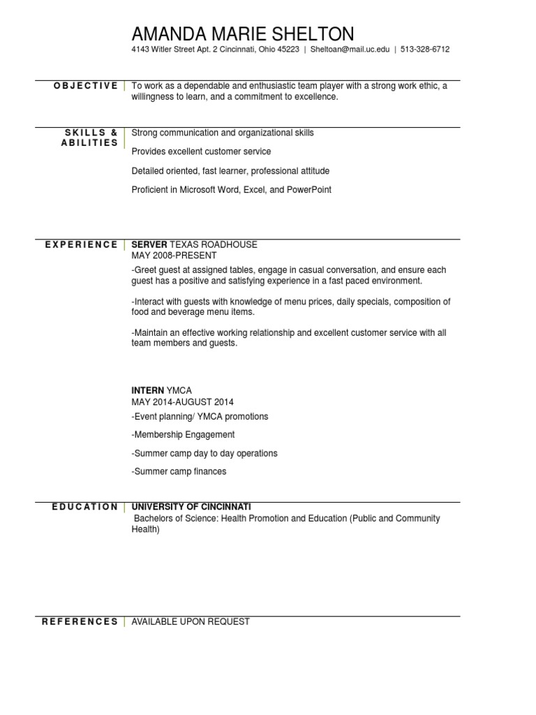 Amanda Shelton's Resume Summary | PDF | Self-Improvement