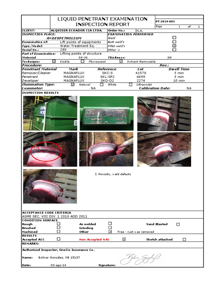Reporte Liquidos Penetrantes 280 | PDF | Law