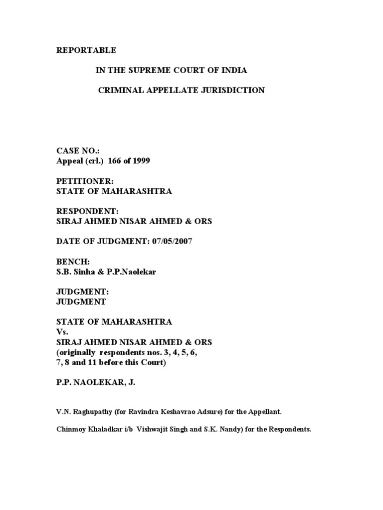 TADA-Ramdas Nayak Murder Case. | PDF | Witness | Evidence