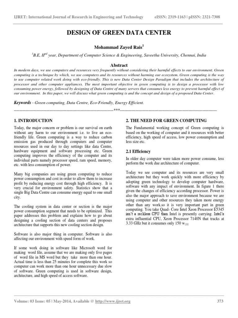Green Data Center Design Strategies | PDF | Data Center | Central ...