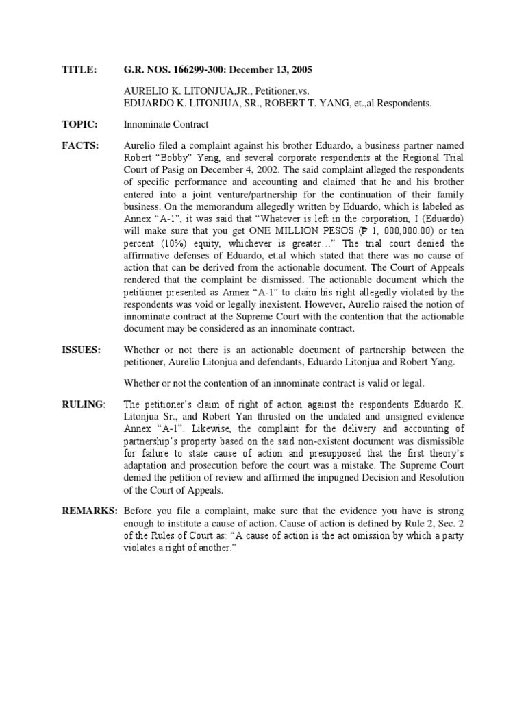 Innominate Contract 166299 300 | PDF | Complaint | Cause Of Action