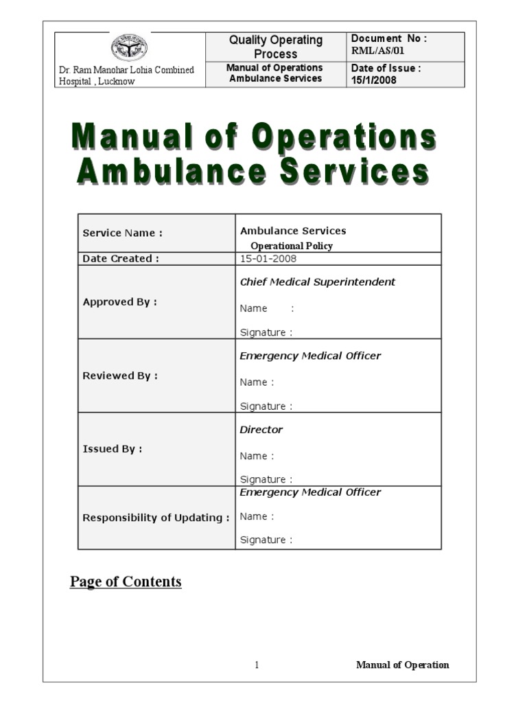 Policy For Ambulance Services | PDF | Emergency Medical Services ...