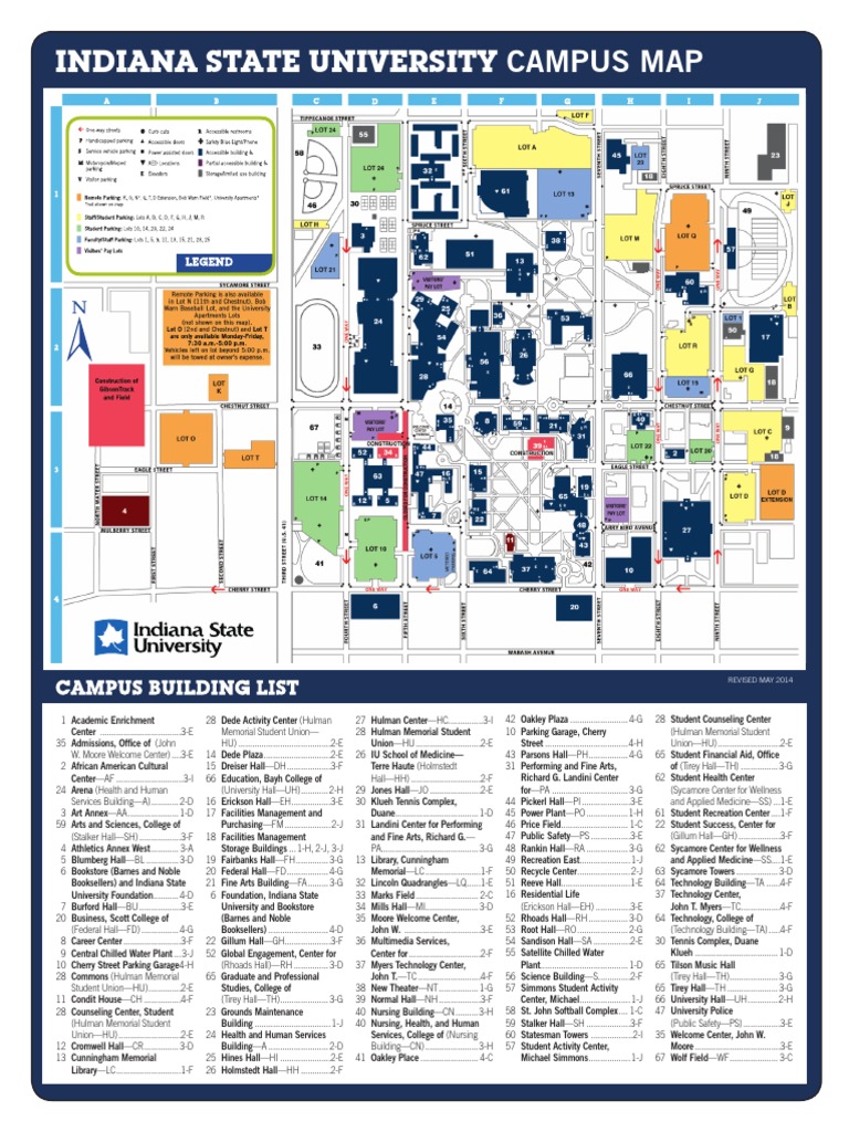 Indiana State University Campus Map: Revised May 2014 | PDF | Leisure