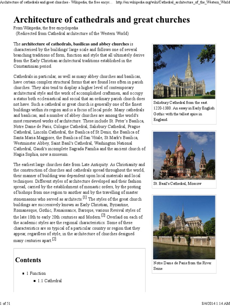 Architecture of Cathedrals and Great Churches - Wikipedia, The Free ...