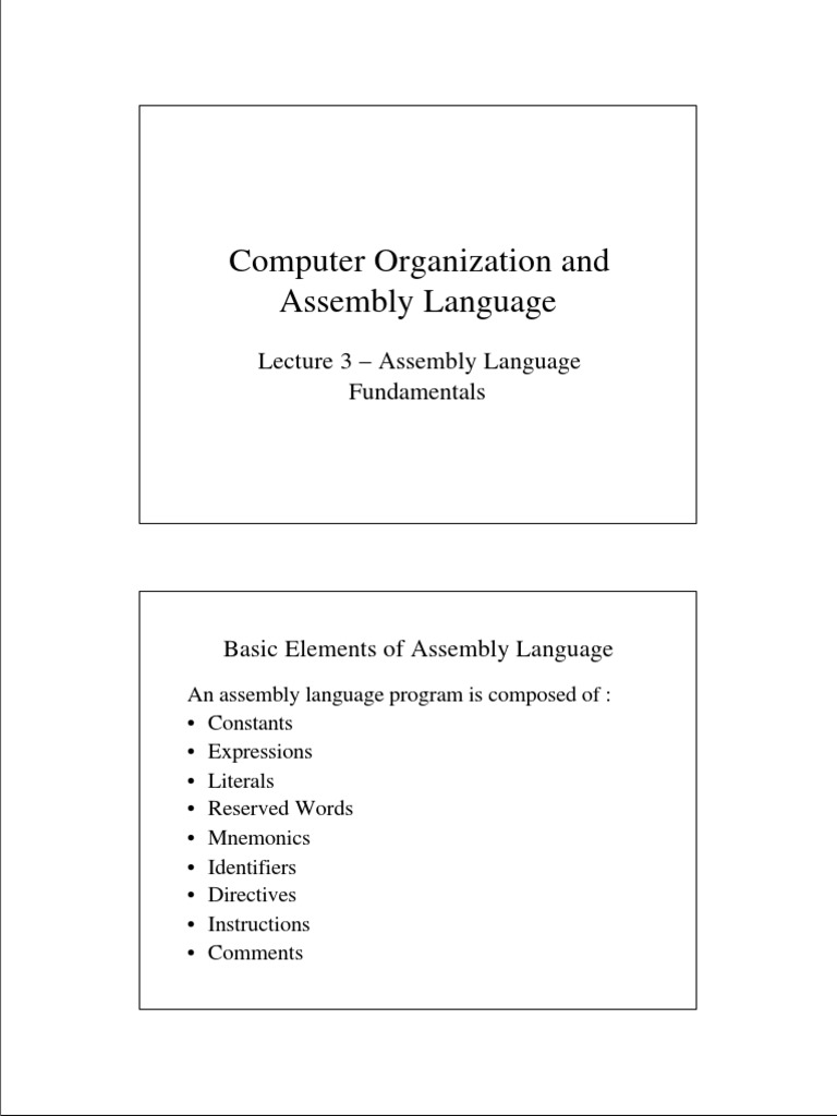 Computer Systems Organization With Assembly Language | PDF